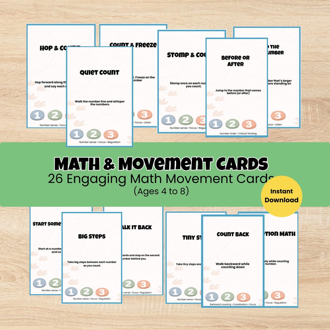Movement & Math Flash Cards for Preschool | Counting Games That Build ...