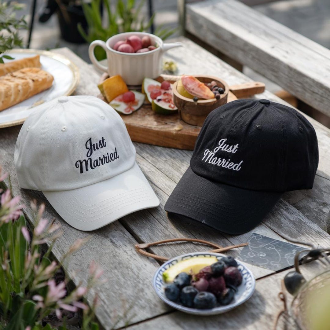 Just Married Embroidered Hats, Personalized Couple Caps With Names ...