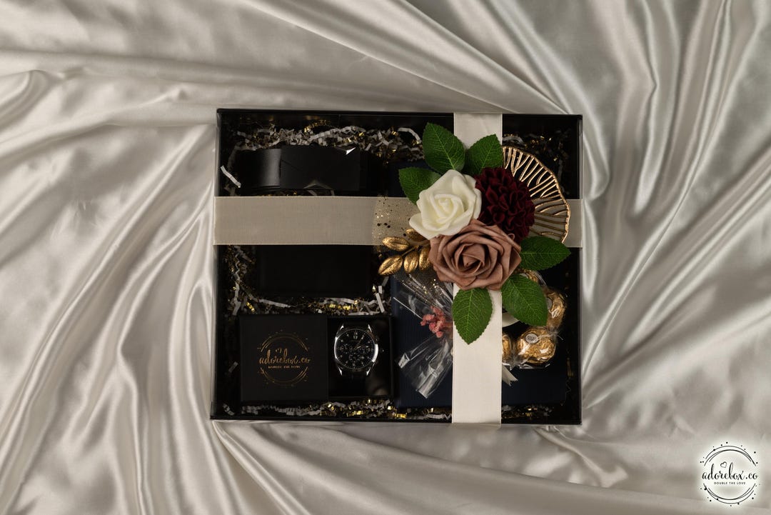 Men's Gift Box, Watch, Leather Belt, Ferrero Rocher Bouquet - Etsy