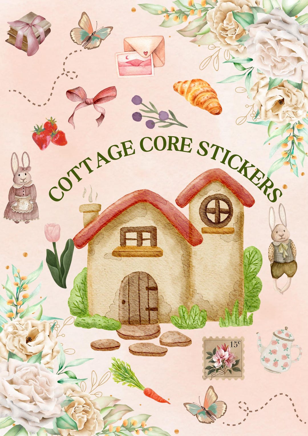 Cottage Core Digital Stickers 300+ | PNG Download for All Ages - Etsy