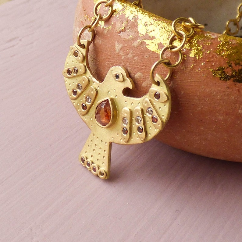 Golden Eagle Pendant 18ct Fairtrade Gold Amulet - Etsy
