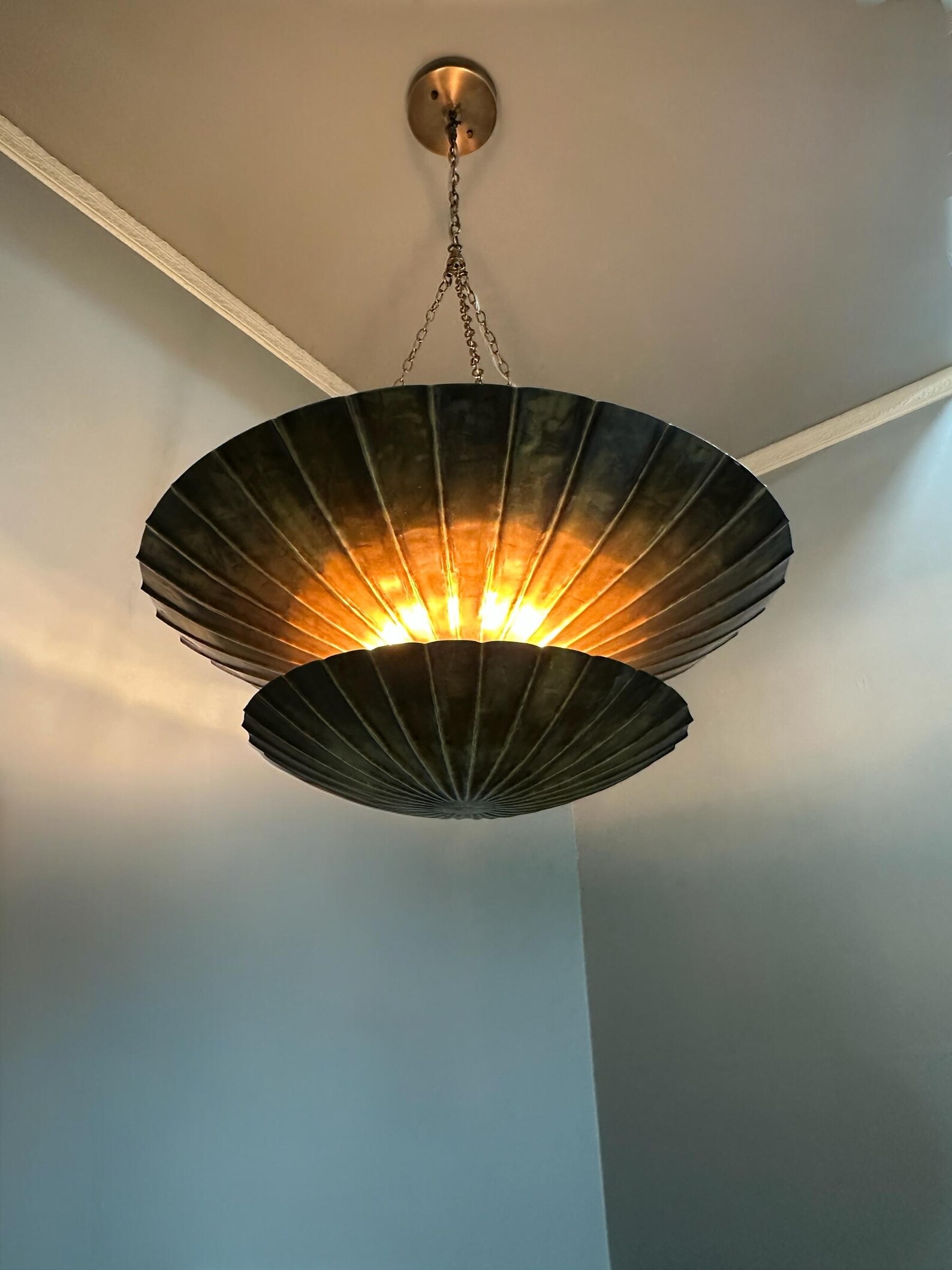 Handmade Brass Chandelier Vintage Style Shell Pendant Light Ceiling ...