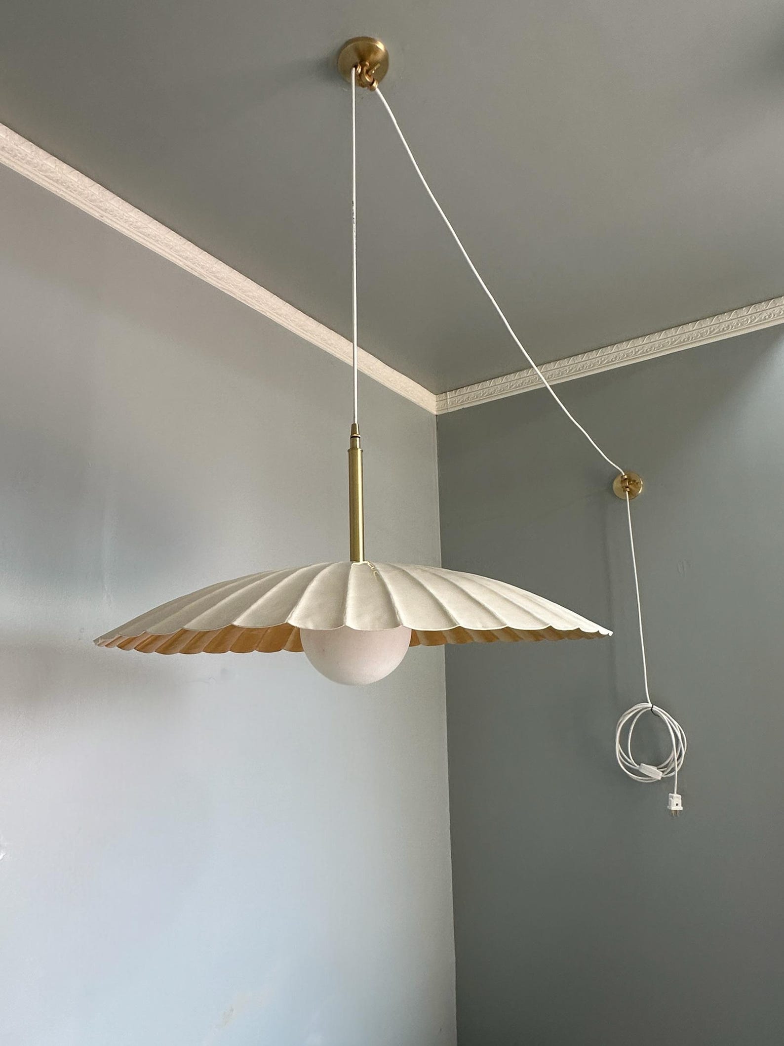 Scalloped Pendant Light: Handmade Plug-in Ceiling Light, Adjustable ...