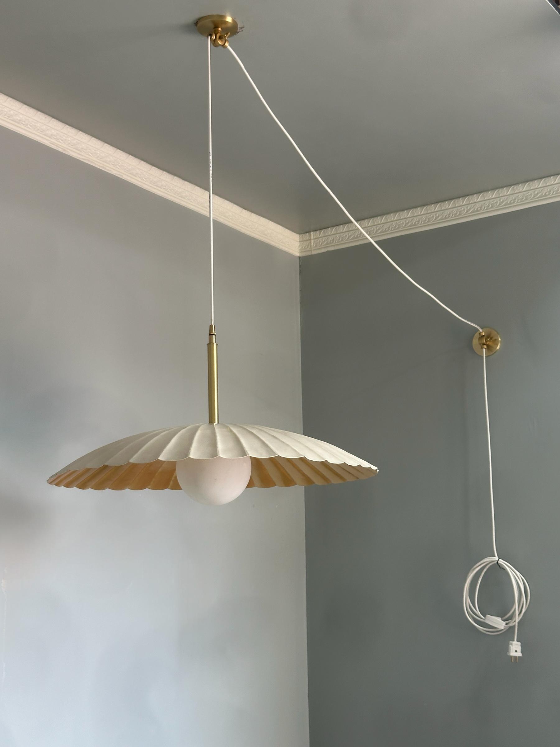 Scalloped Pendant Light: Handmade Plug-in Ceiling Light, Adjustable ...