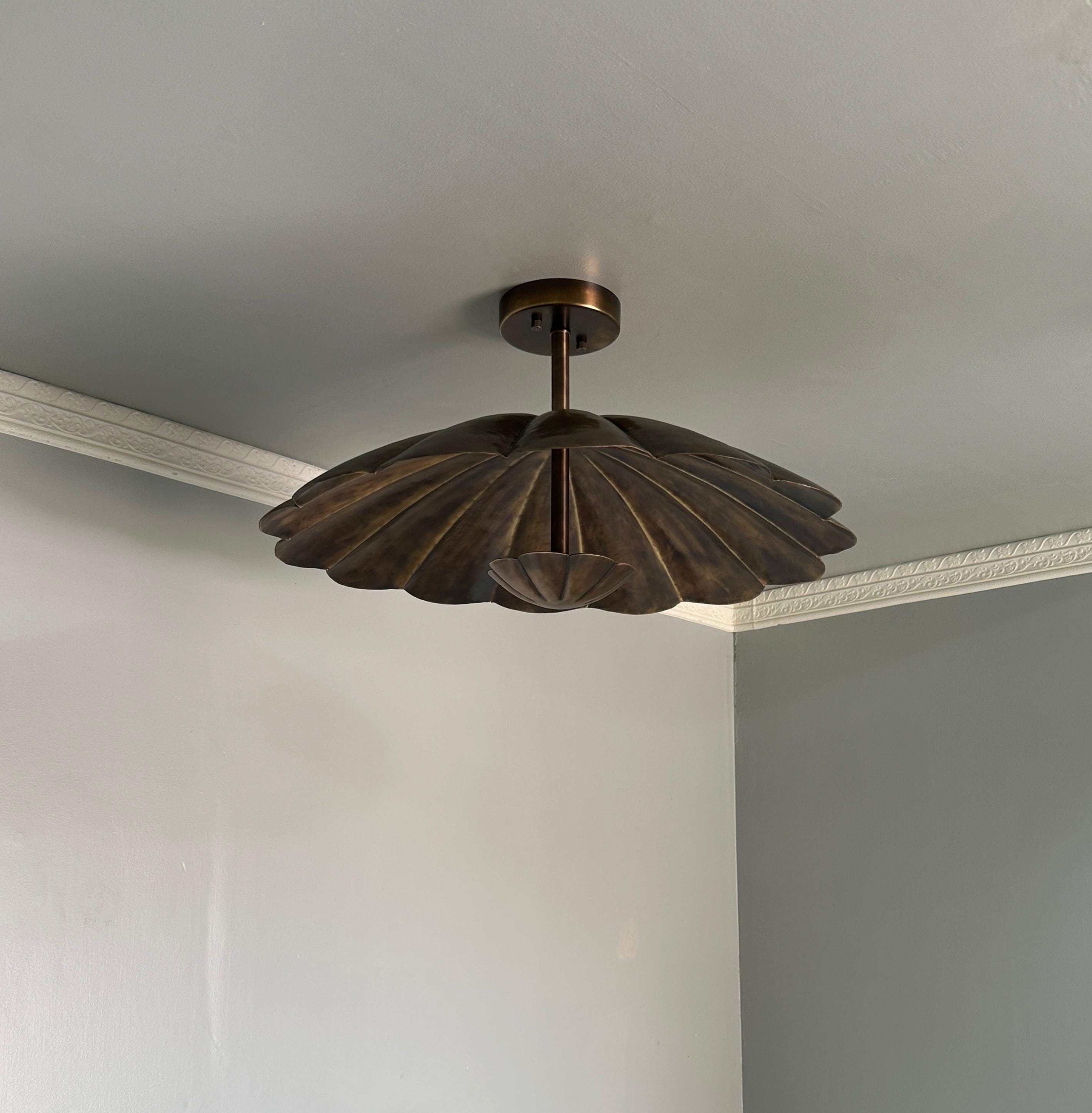 Unique Flower Style Flush Mount Ceiling Light Antique Brass Finish - Etsy
