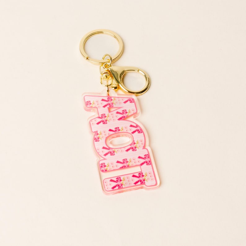Alpha Omicron Pi Sorority Keychain: Bows & Flowers With Gold Clasp, Big ...