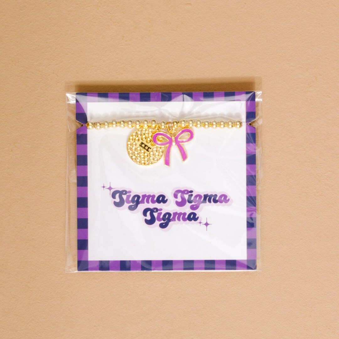 Sigma Sigma Sigma Bow Gold Charm Bracelet - Etsy