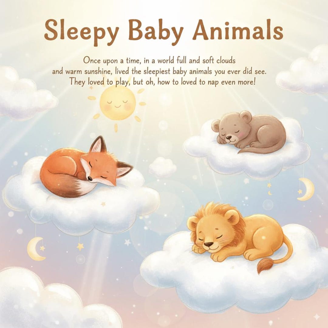 Sleepy Baby Animals Bedtime Storybook: Calming Rhymes (digital Download ...