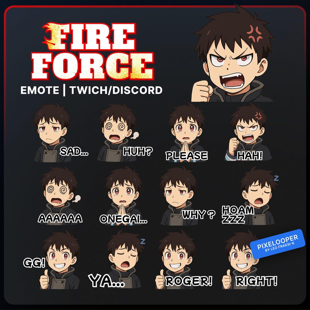 Shinra Kusakabe Fire Force 12 Pack Emoji - Etsy