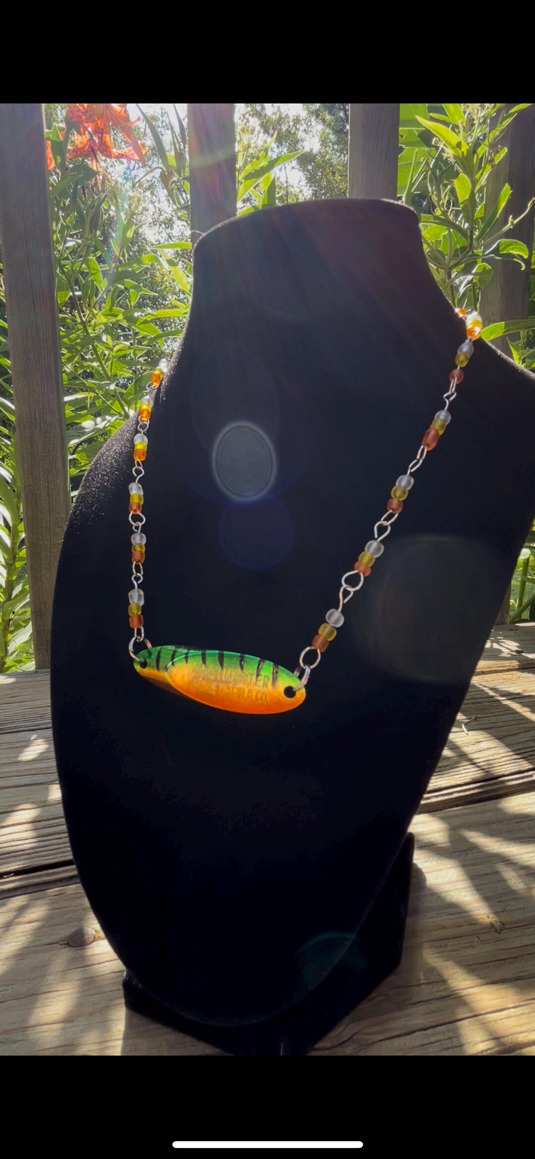 Orange and Green Fishing Lure Necklace - Etsy