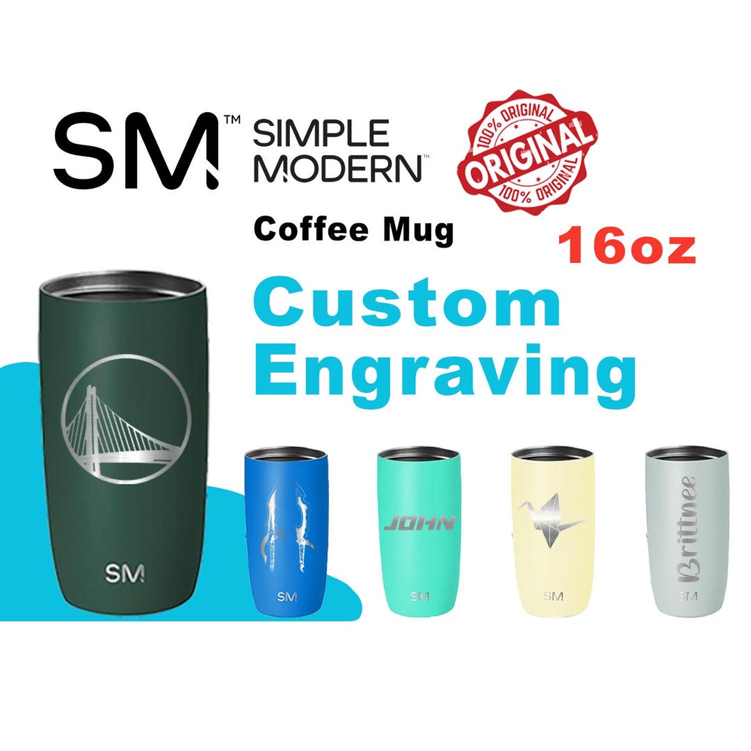 Laser Engraved Stainless Steel Coffee Mug - Simple Modern 16oz Tumbler ...