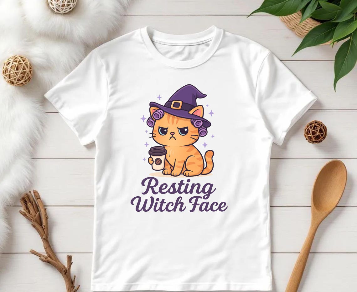 Grumpy Cat Witch PNG: Kawaii Halloween Clipart (digital Download, 300 ...