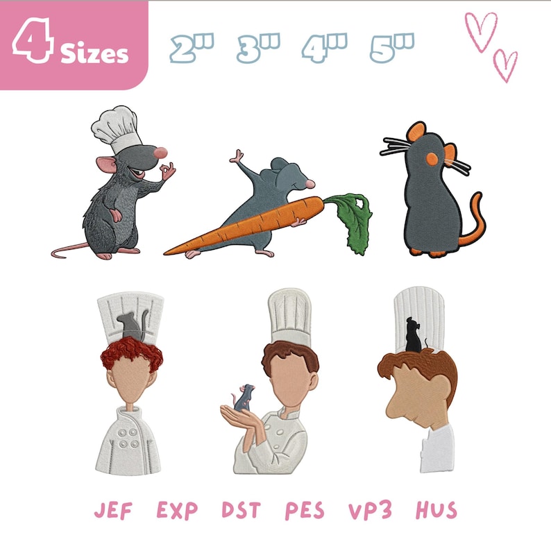 Ratatouille Embroidery Design Bundle, Pixar Ratatouille Characters ...
