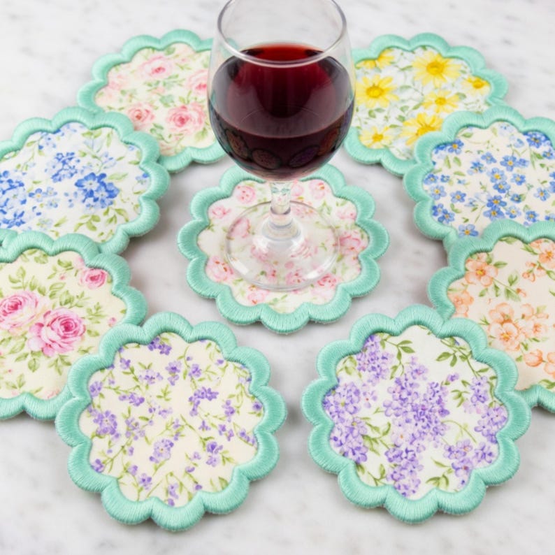 ITH Cocktail Napkin Frame Embroidery Design Set, Scalloped Border ...