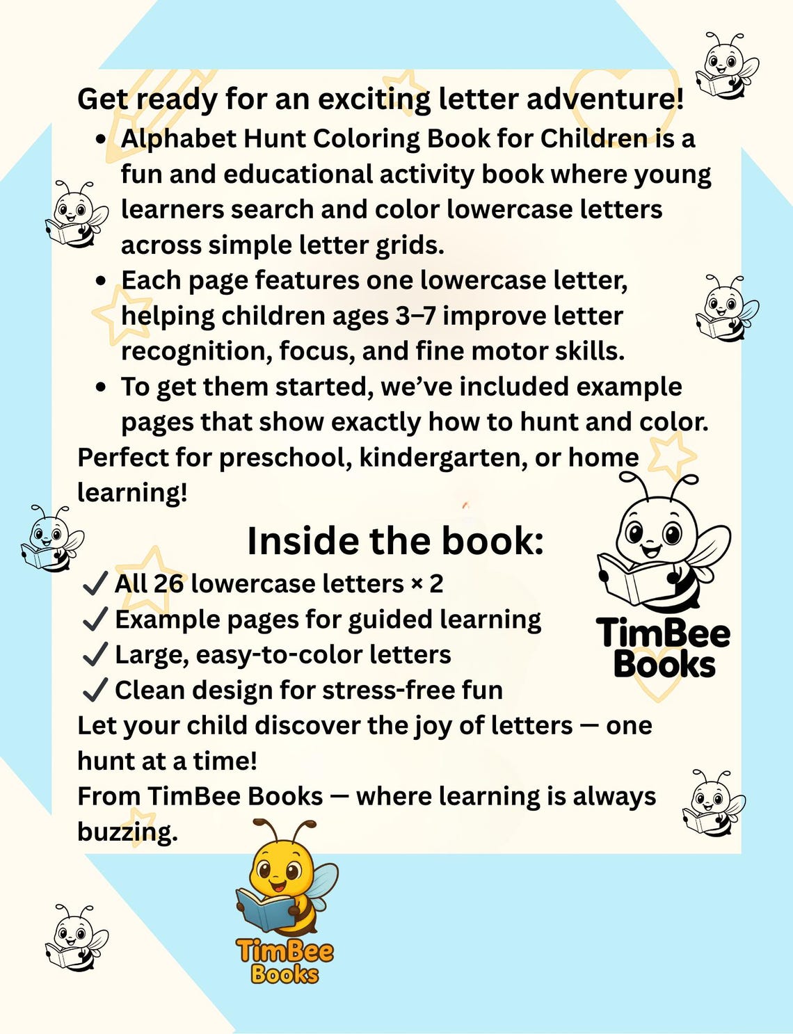 Alphabet Hunt Coloring Book – Lowercase ABC Fun! | Ages 3–7 | Printable ...