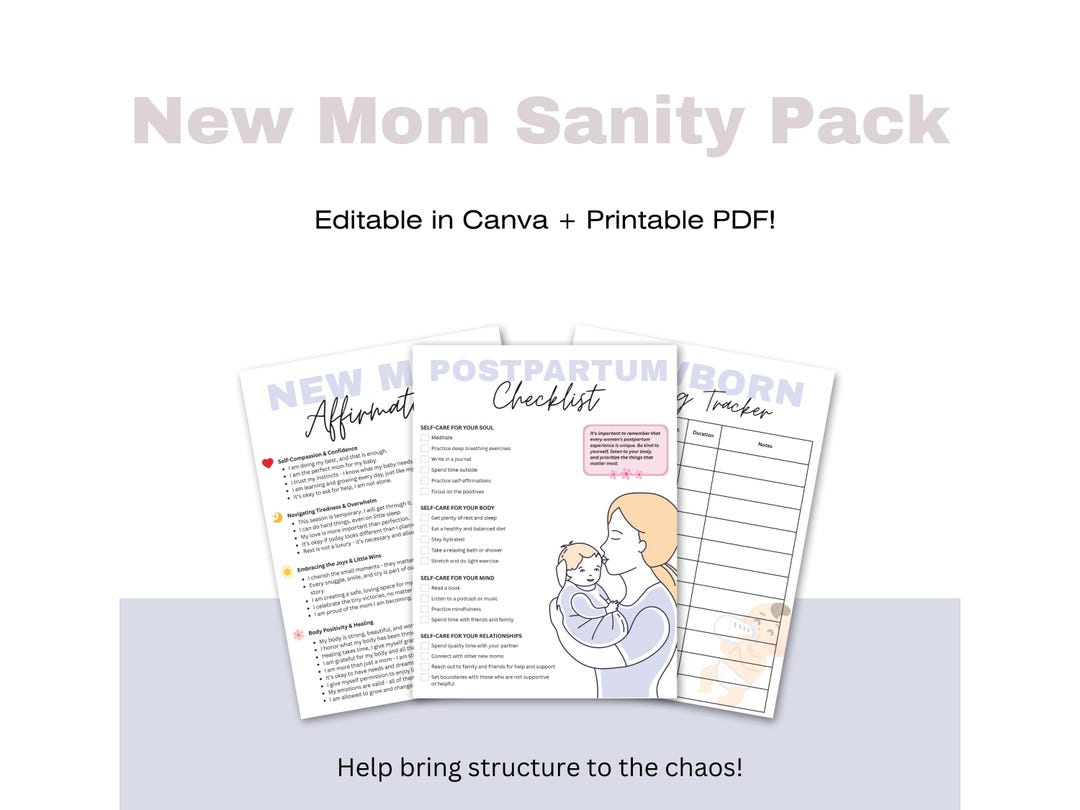 New Mom Sanity Pack | Printable & Canva Editable - Etsy