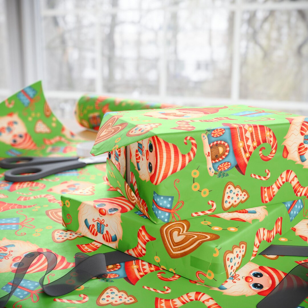 Gnome Wrapping Paper, Christmas Gift Wrap, Funny Gift Wrap, Cute ...