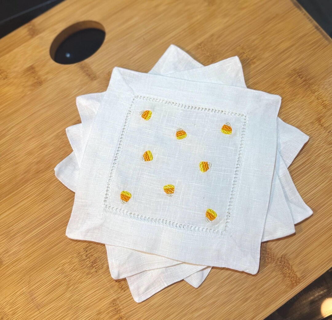Halloween Candy Corn Embroidered Cocktail Napkins - Etsy UK