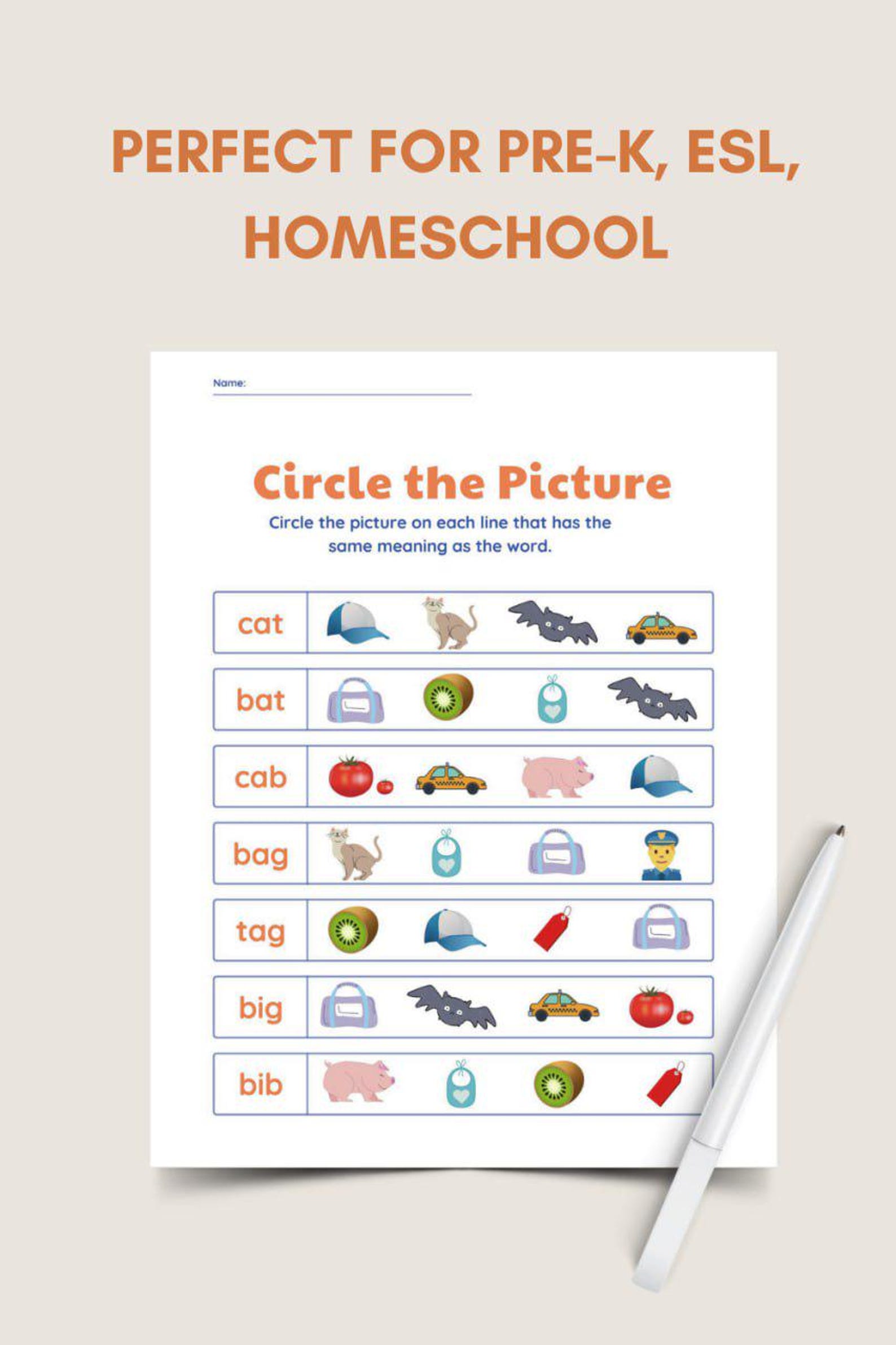 CVC Words Worksheet Bundle – 10 Printable “circle the Picture” Pages ...