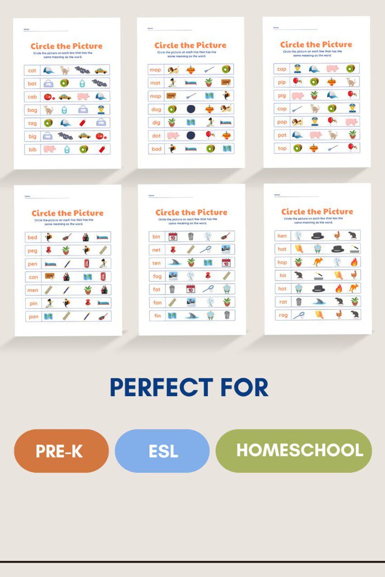 CVC Words Worksheet Bundle – 10 Printable “circle the Picture” Pages ...
