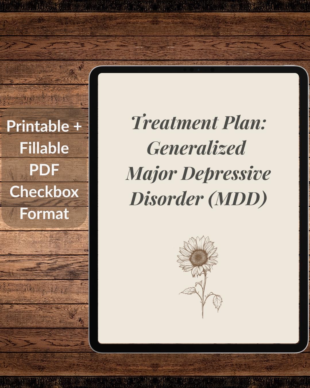 Major Depressive Disorder (MDD) Treatment Plan | Therapy Worksheet ...