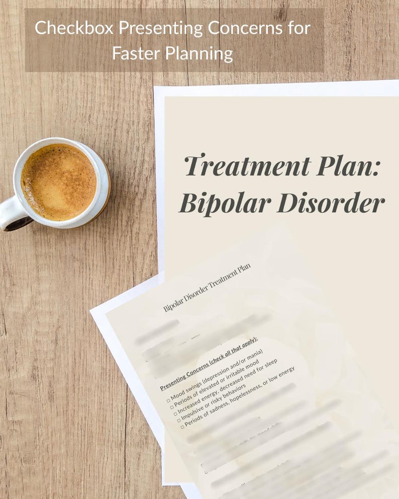 Bipolar Disorder Treatment Plan | Therapy Worksheet | Printable ...