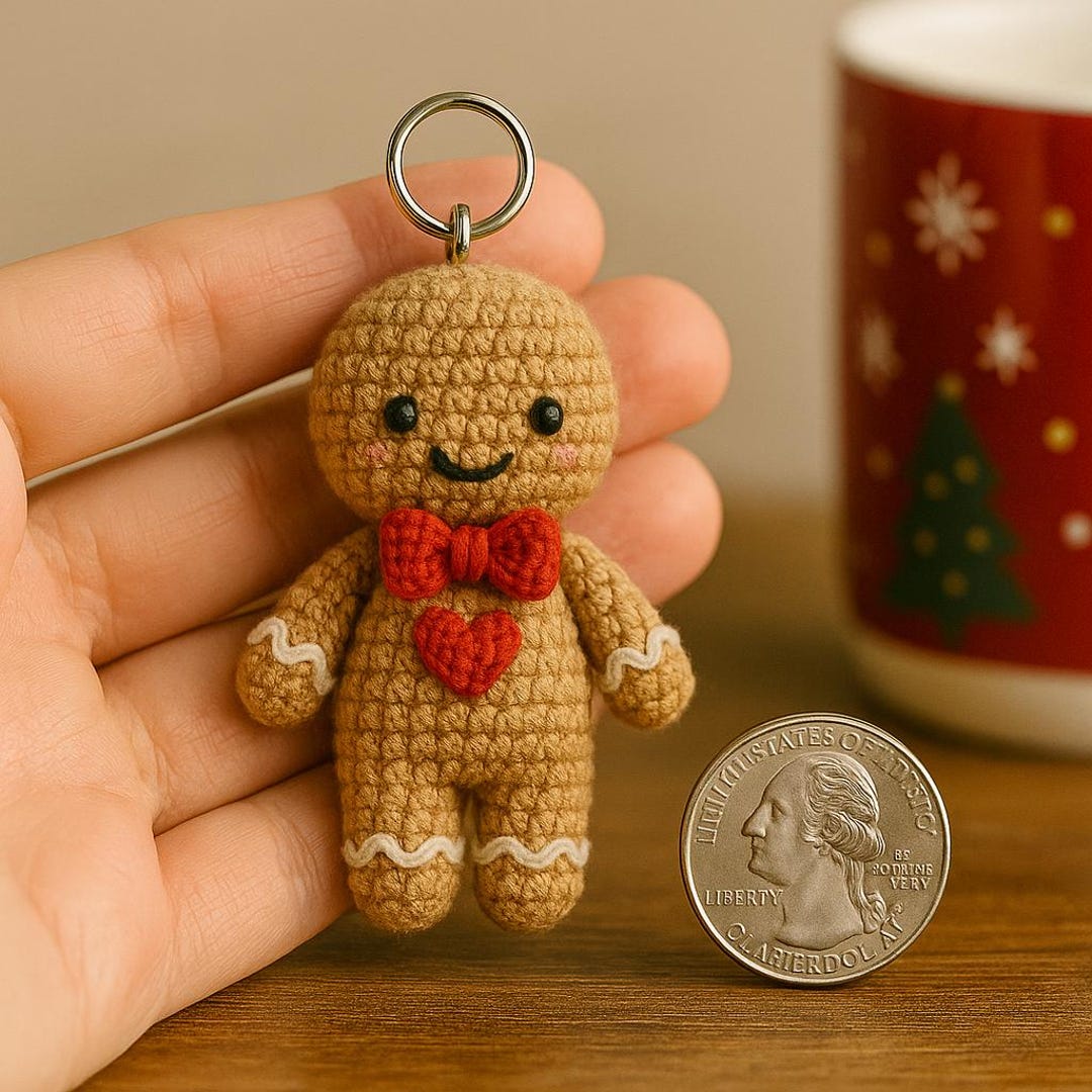 Gingerbread Man Keychain Crochet Pattern PDF | Amigurumi Ornament ...