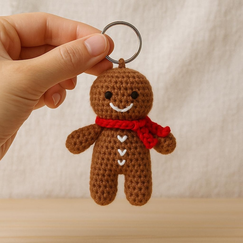 Gingerbread Man Keychain Crochet Pattern PDF • Christmas Amigurumi ...