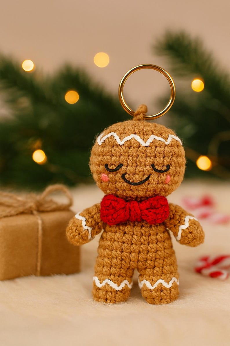 Gingerbread Man Keychain Crochet Pattern PDF | Amigurumi Ornament ...