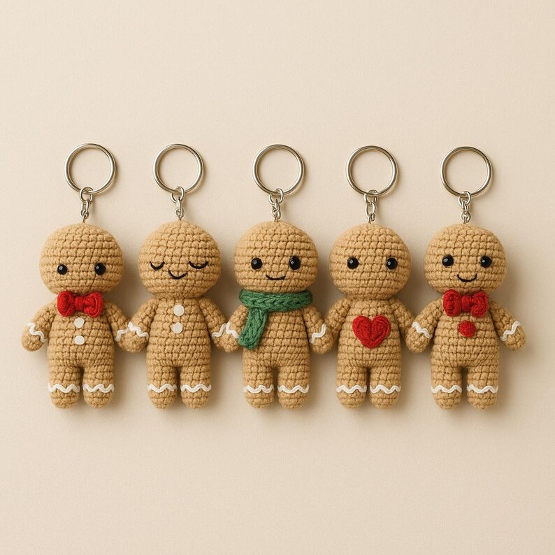 Gingerbread Man Keychain Crochet Pattern PDF | Amigurumi Ornament ...