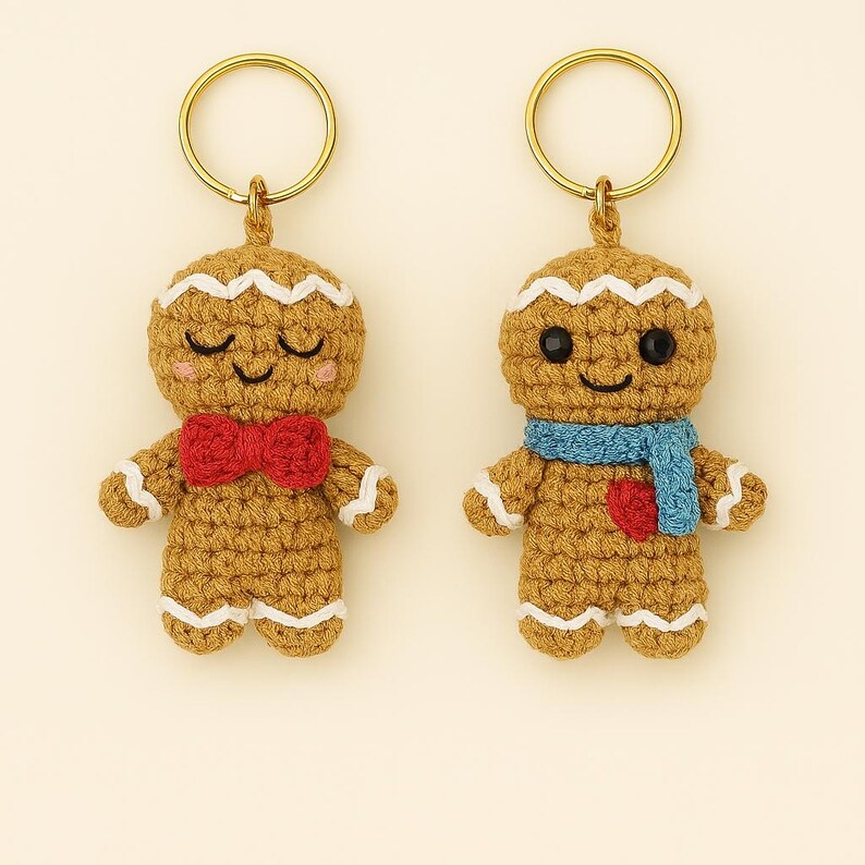 Gingerbread Man Keychain Crochet Pattern PDF | Amigurumi Ornament ...