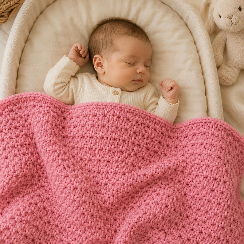 Easy Baby Blanket Crochet Pattern, Lemon Peel Stitch, Beginner PDF ...