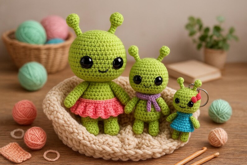 Alien Crochet Pattern Bundle, Amigurumi Plushie, Keychain Toy (PDF ...