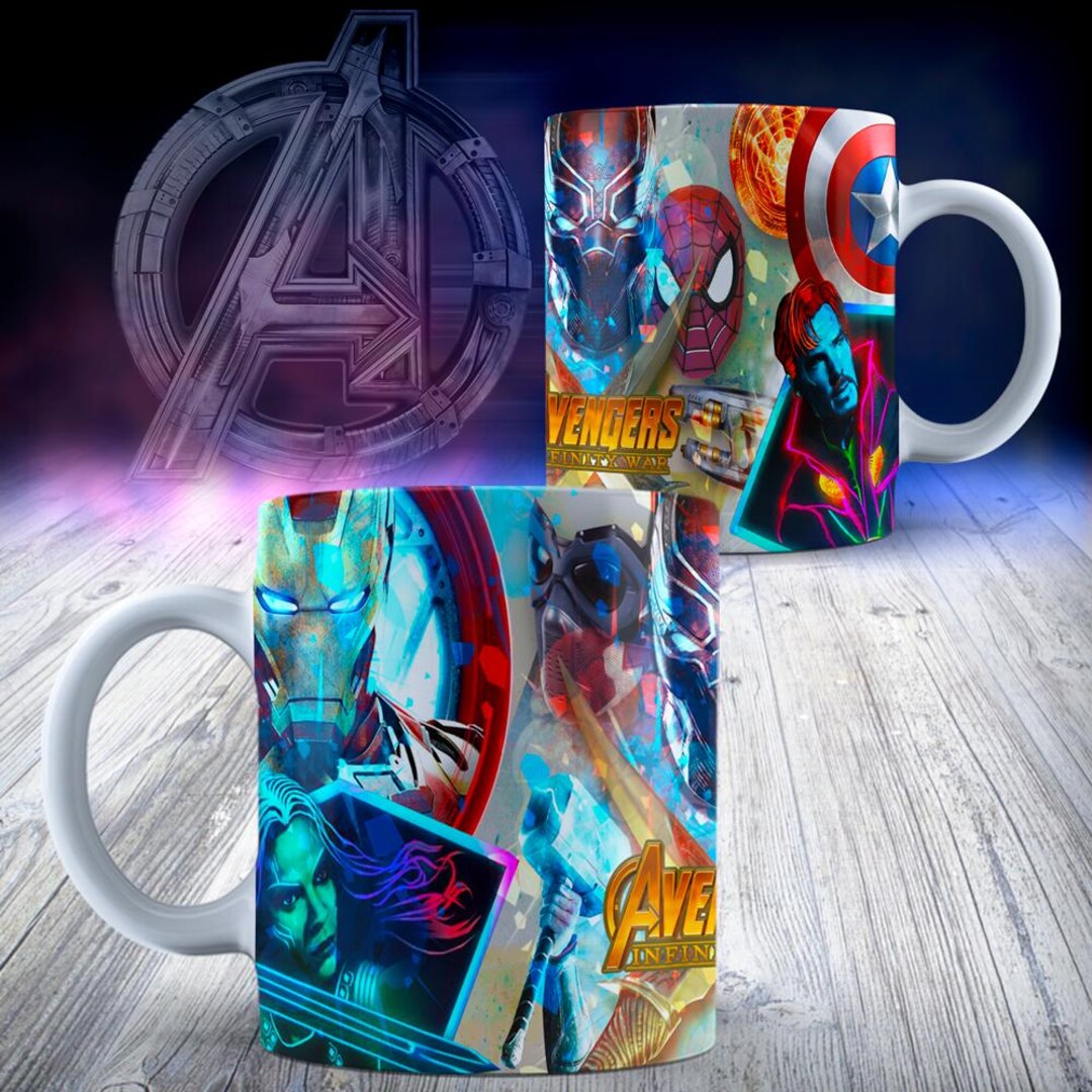 Epic Heroes Mug Design PSD, Infinity Battle Inspired Editable Template ...