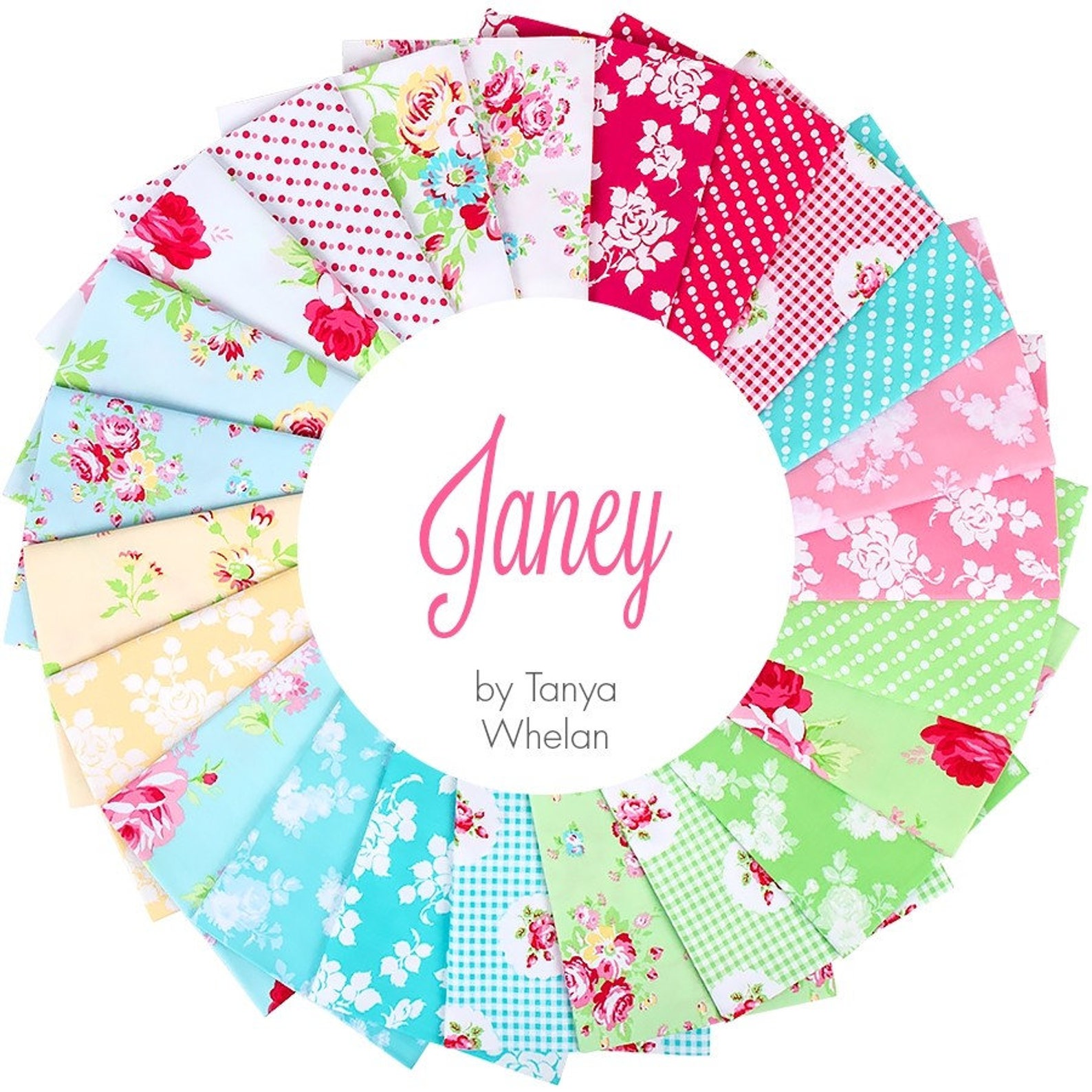 Tanya Whelan for Clothworks JANEY Rose Toss in Light Aqua | Etsy