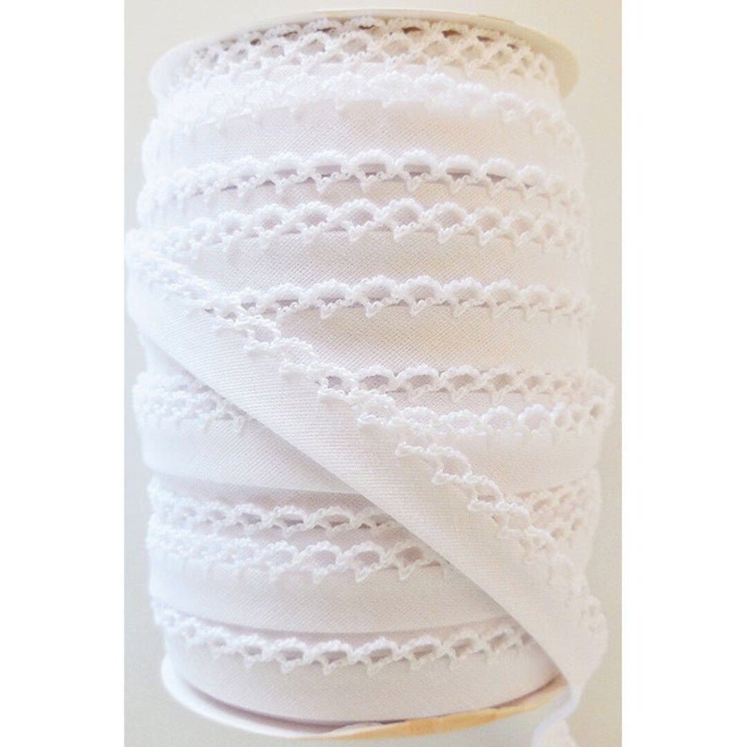 White Crochet Edge Bias Tape, Crochet Bias Tape, Lace Bias Tape, White ...