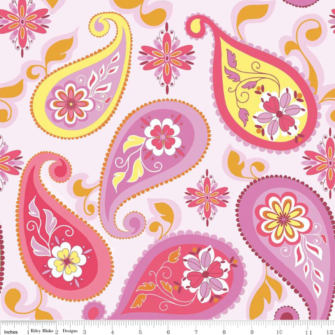 Lila Tueller for Riley Blake Designs SPLENDOR Paisley in Pink Cotton ...