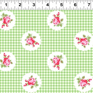 Tanya Whelan for Clothworks, JANEY Rose Toss in Light Aqua Turquoise ...