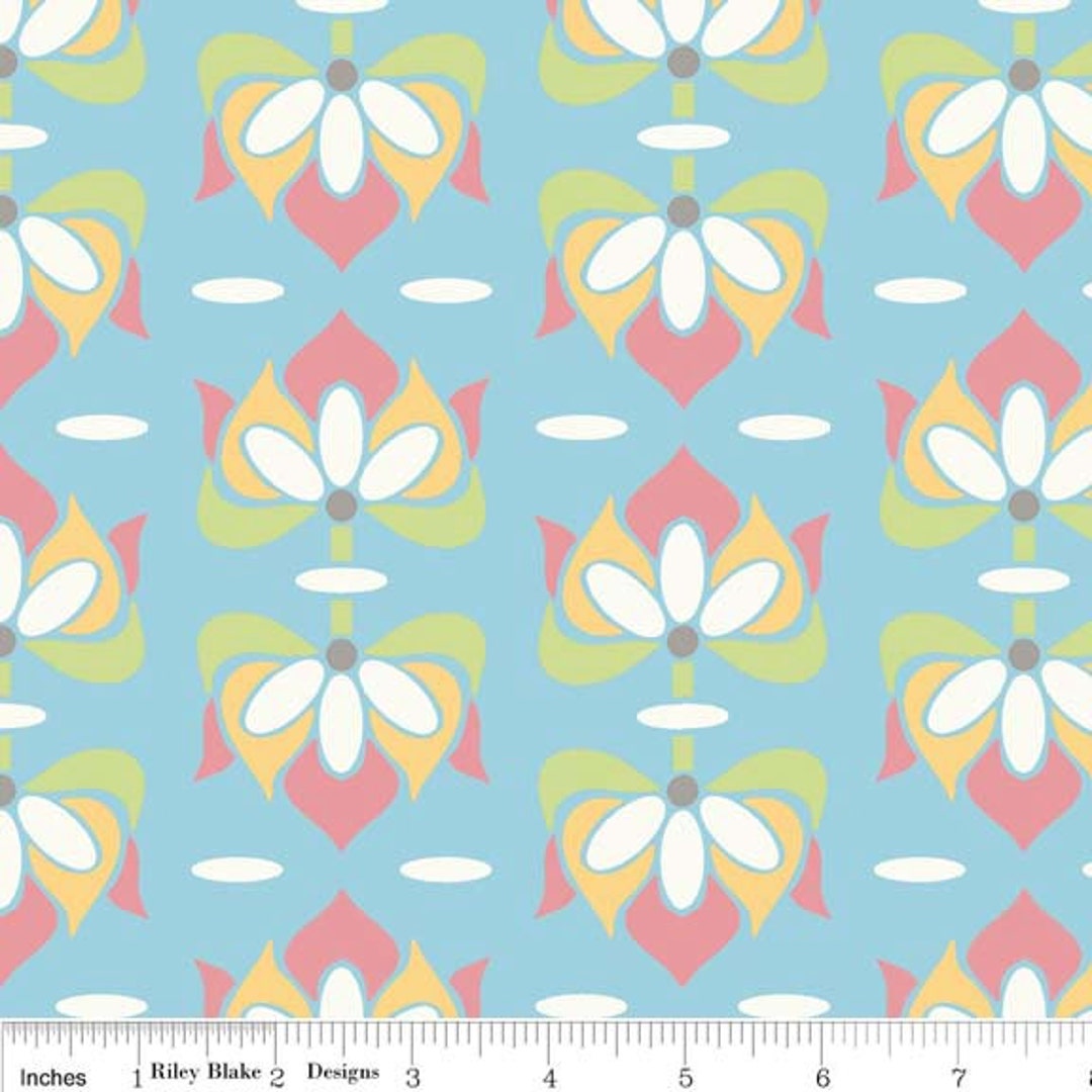 Lila Tueller for Riley Blake Designs PRISCILLA Floral in Blue Cotton ...