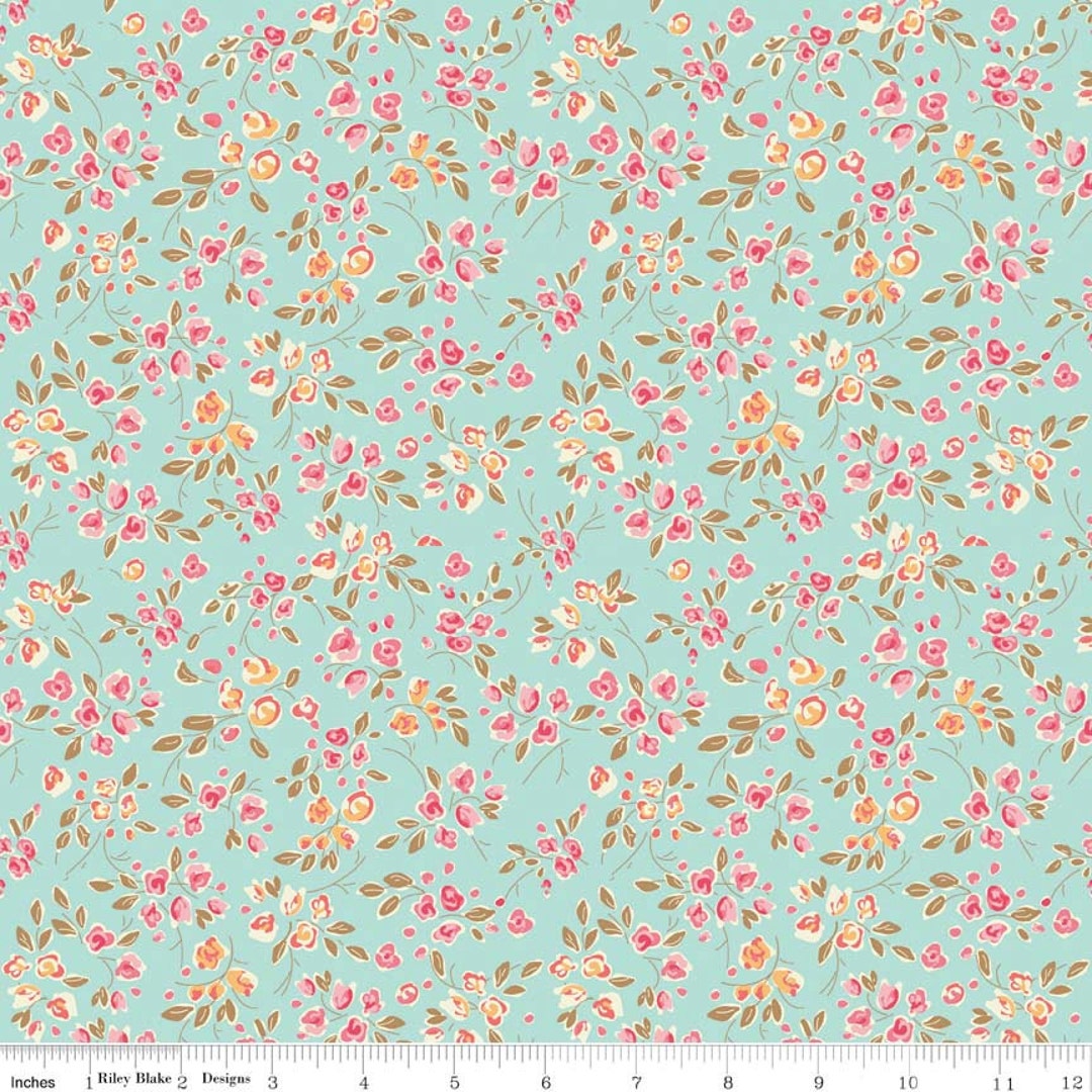 Emily Taylor for Riley Blake Designs CHATSWORTH Bloom in Mint Cotton ...