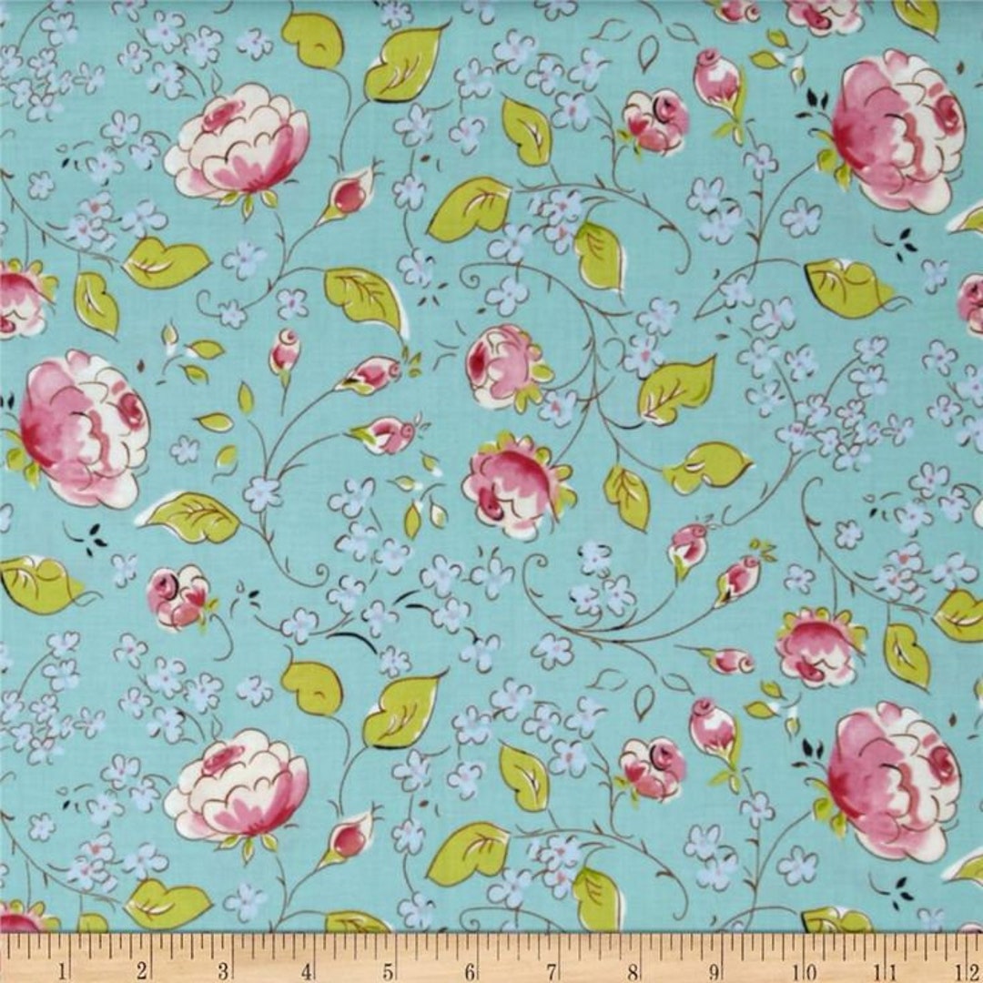 Dena Designs Chinoiserie Chic Chinois Rose Blue Cotton Fabric RARE - Etsy