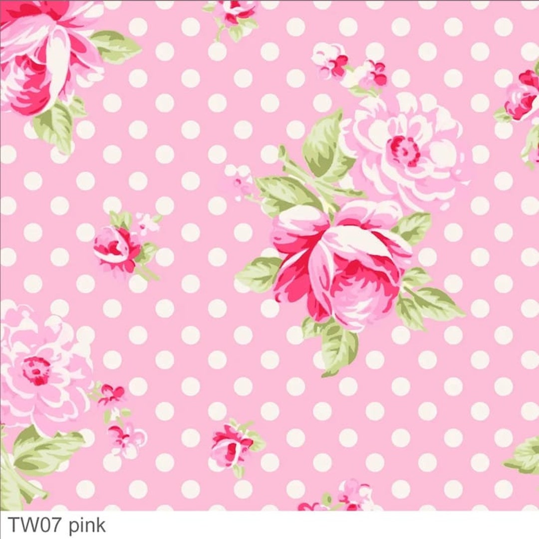 Tany Whelan, POSIE, Pink Dots and Roses Fabric, Cotton Fabric, Tanya ...