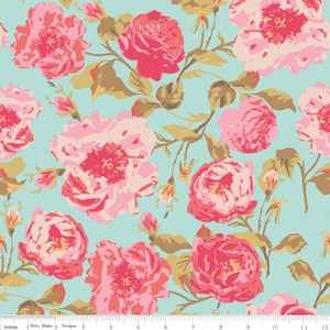 Emily Taylor for Riley Blake Designs CHATSWORTH Bloom in Mint Cotton ...