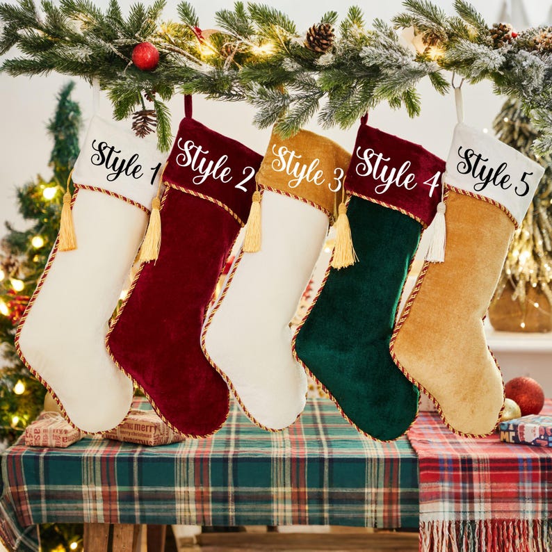 Personalized Velvet Christmas Stockings, Custom Family Stockings With ...