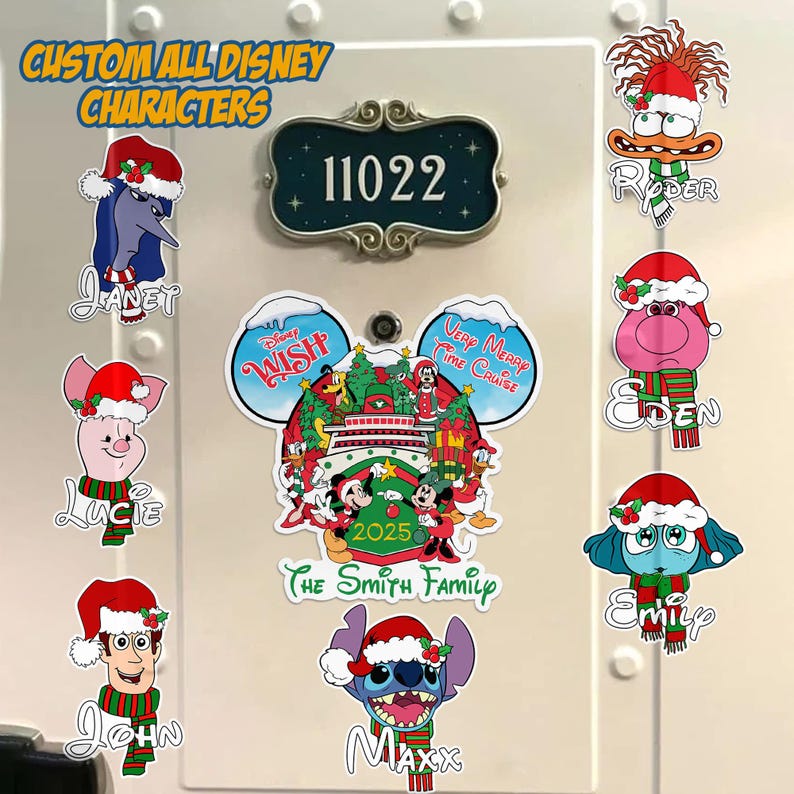 Personalized All Characters Disney Christmas Cruise Magnet, Very Merrytime Cruises Mickey Minnie ...