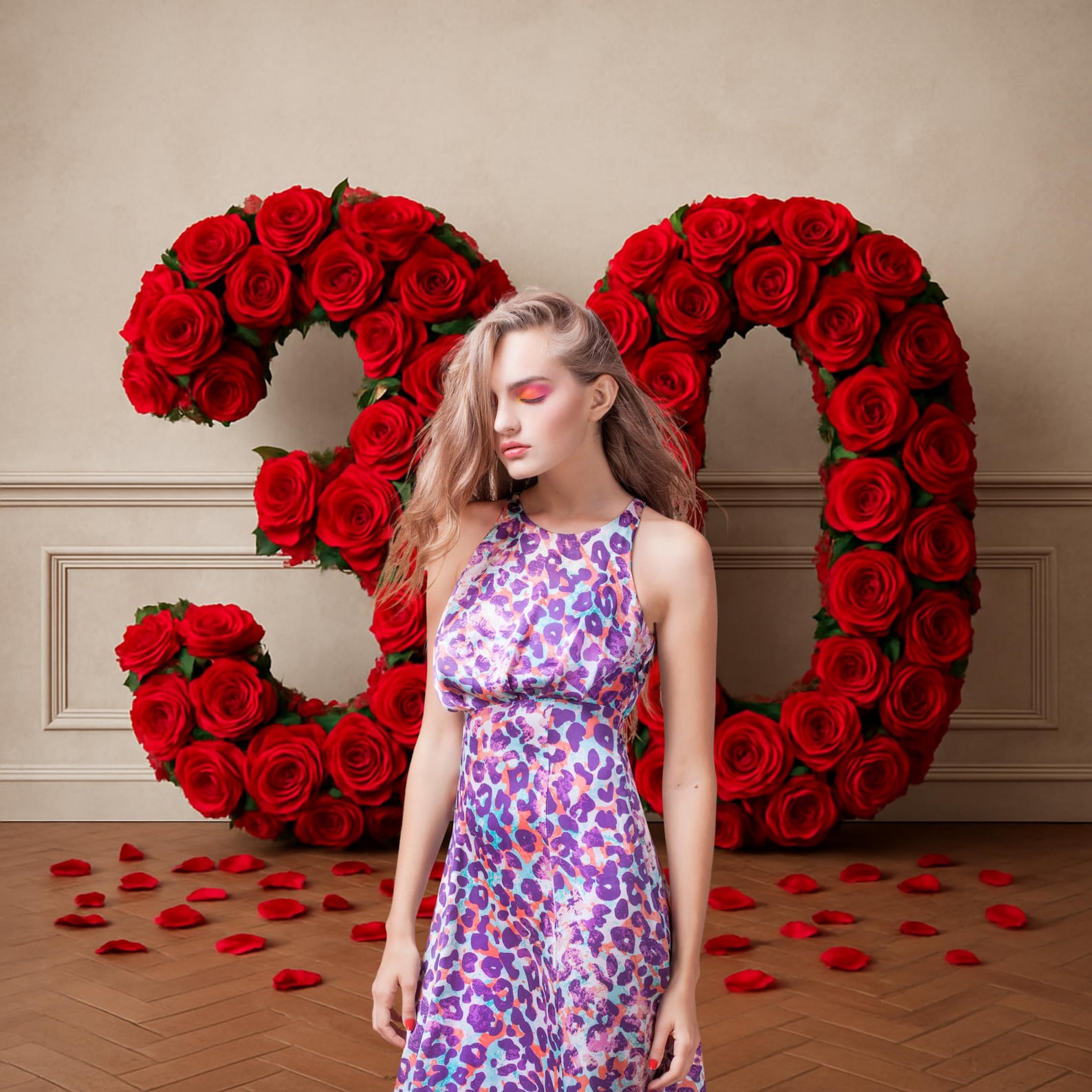 Red Rose Number 30 Digital Backdrop, Anniversary or Birthday (PNG) - Etsy