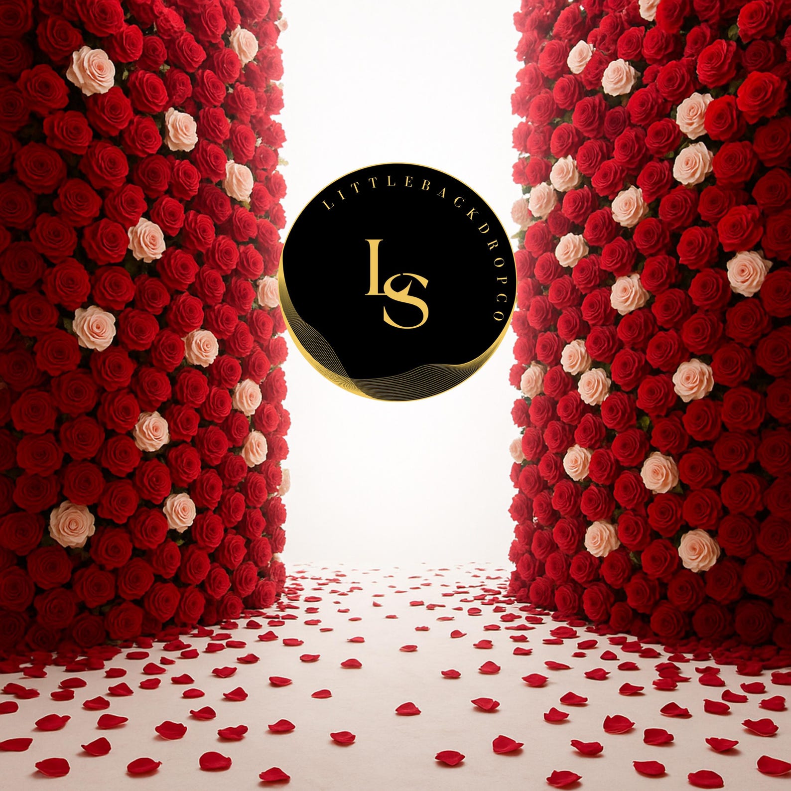 Luxury Rose Backdrop • Romantic Red and White Rose Columns With Petal ...