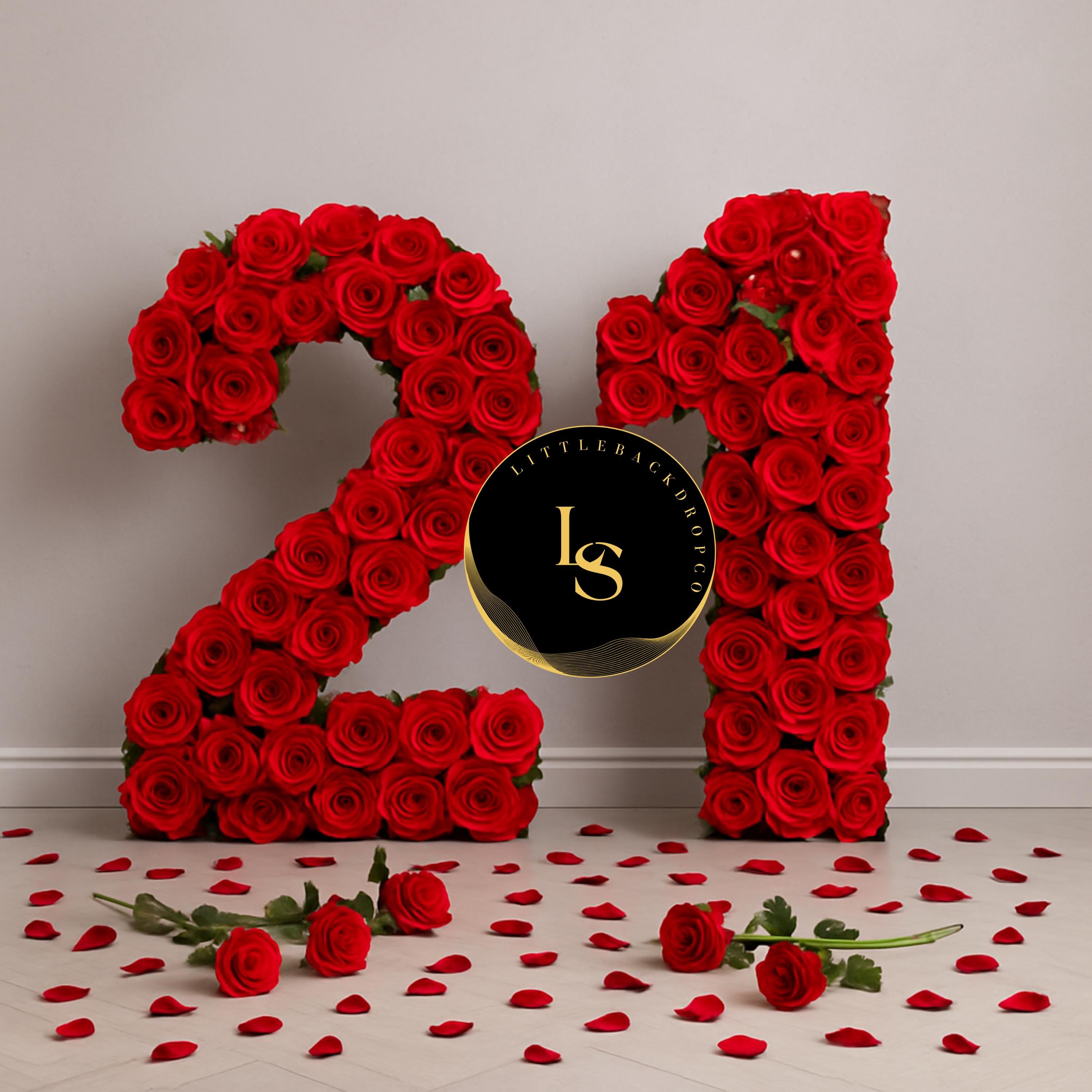 Red Rose Number 21 Backdrop, Birthday Anniversary Decor (PNG) - Etsy