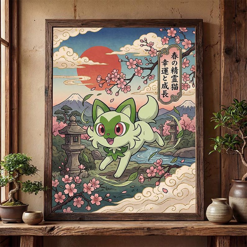 Sprigatito Fan Art Poster – Pokemon Inspired Wall Art Print Decor ...