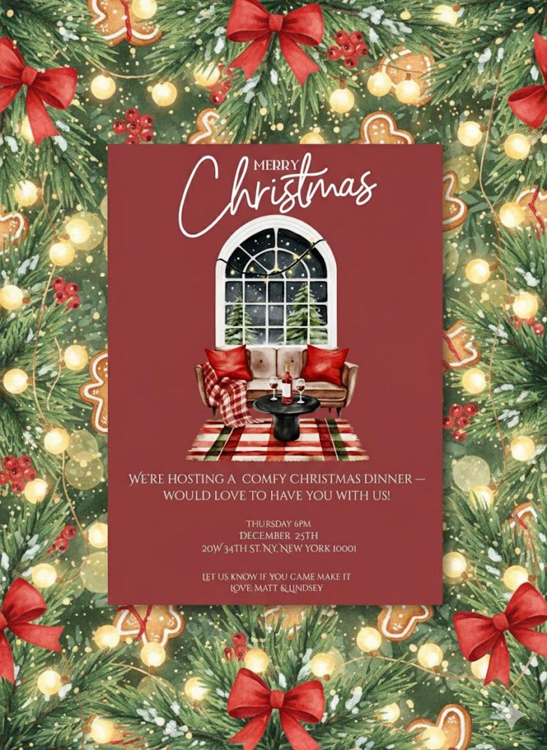 Cozy Christmas Dinner Invitation • Holiday Party Invite (digital) - Etsy